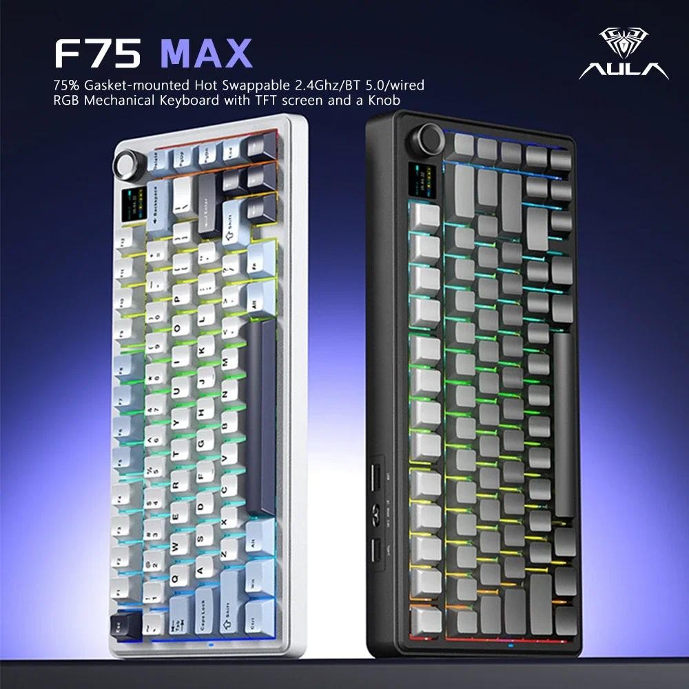 Jual AULA F75 MAX 2.4G Wireless/Bluetooth/Wired Gaming Mechanical Keyboard Hot-Swap RGB 75% 81 ...