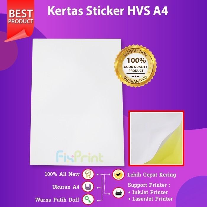 Jual FixPrint Kertas Stiker HVS A4 Sticker Label Paper HVS A4 Doff ...