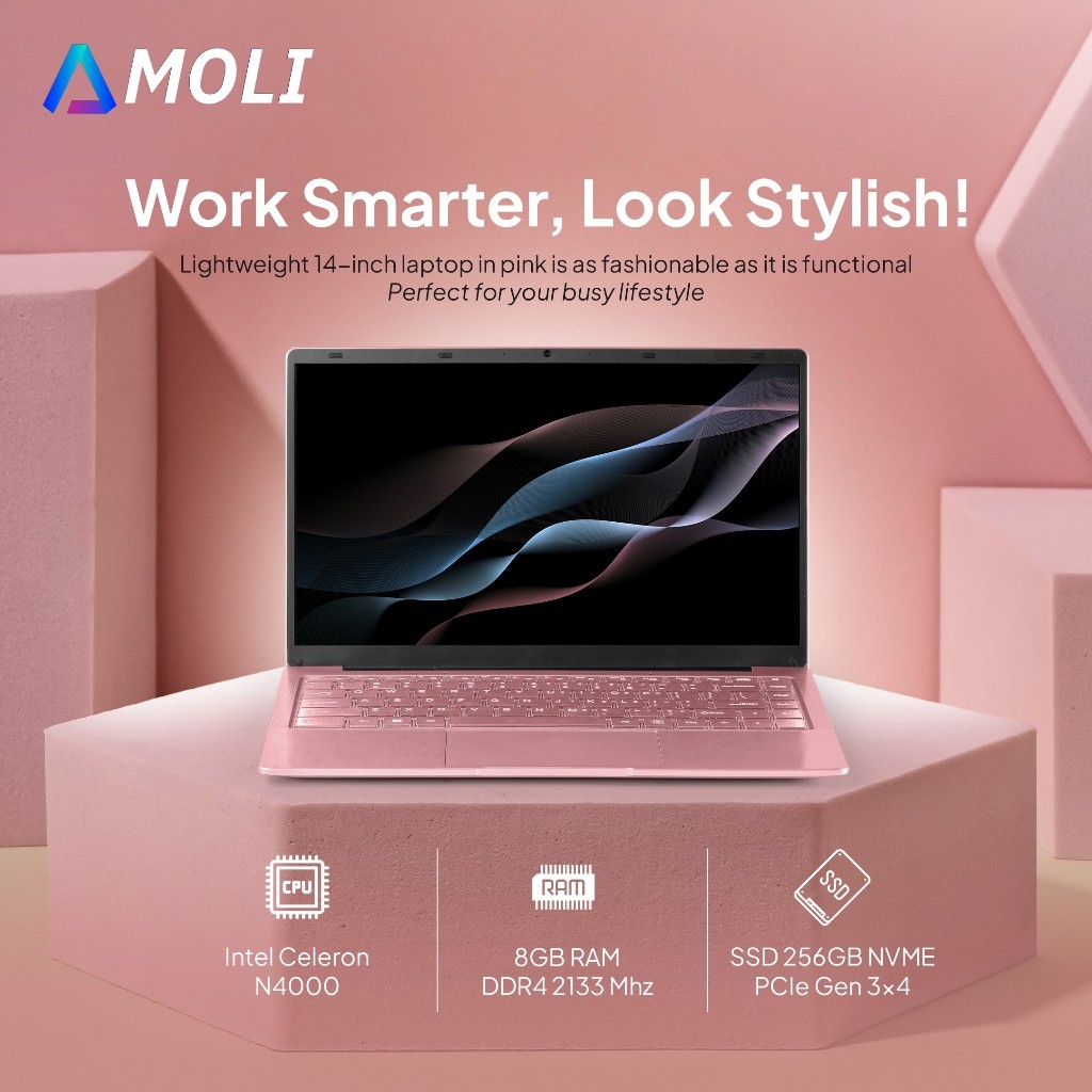 Jual AMOLI Laptop Pink / Hitam/ Silver RAM 8GB + SSD 256GB 14 inch ...