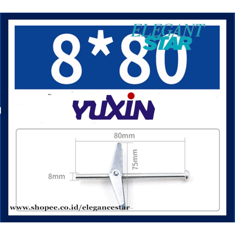 Jual Plasterboard Hollow Wall Cavity Wall Fix Spring Wing Toggle Anchor ...
