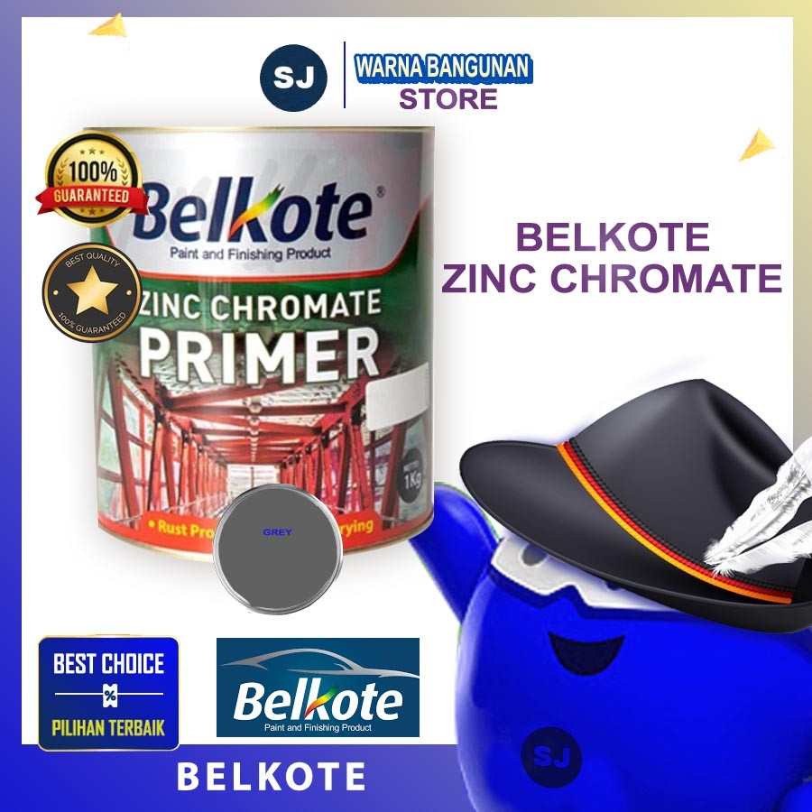 Jual BELKOTE ZINC CHROMATE PRIMER WHITE & GREY & BLACK 1KG 5KG / CAT ...