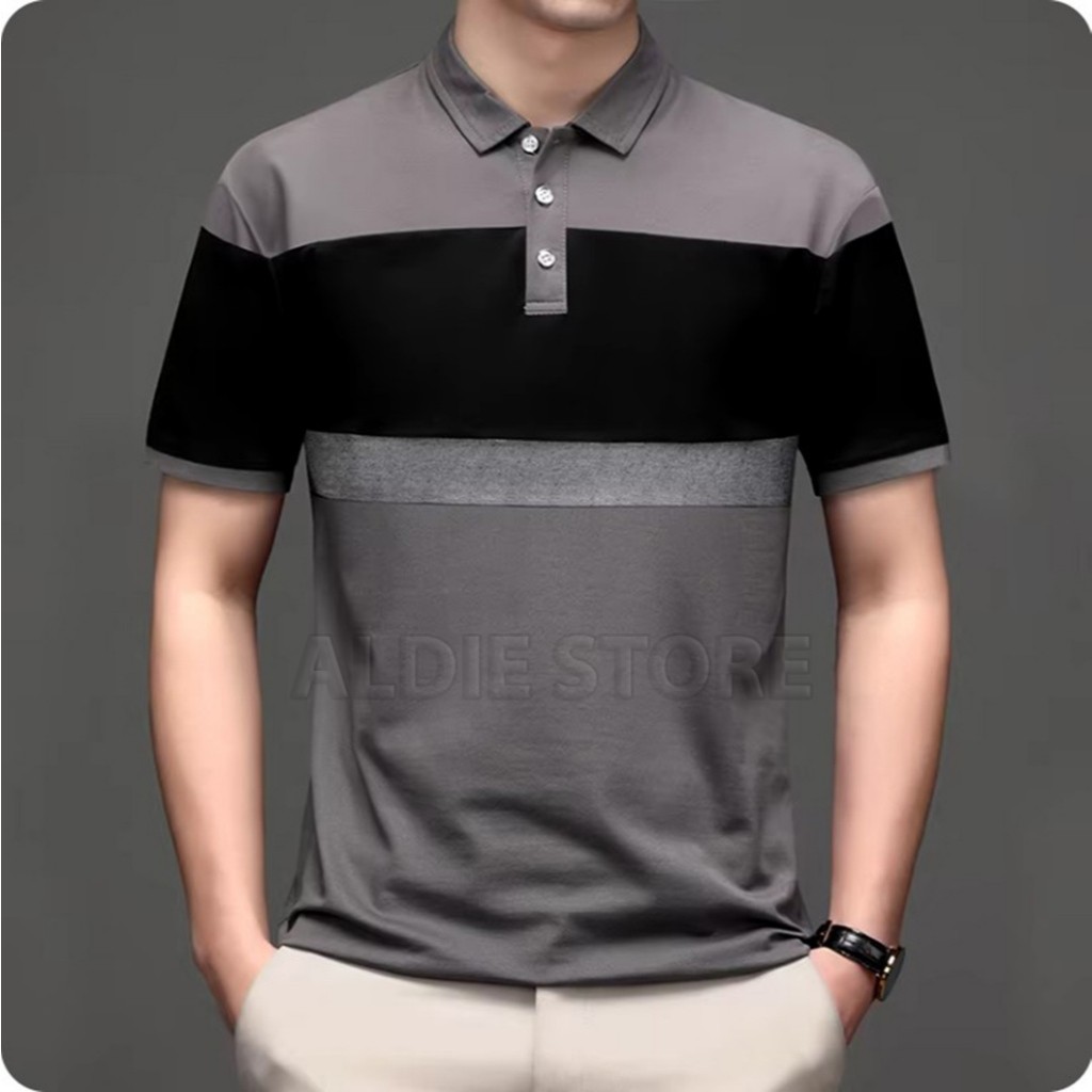 Jual XOPIURTZY Kaos Polo Pria Lengan Pendek Abu-Abu Kaos Kerah EVOLT ...