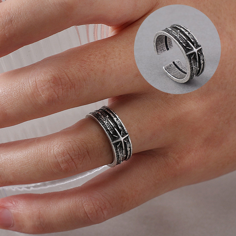 Jual Color Punk Gothic Adjustable Open Ring Vintage Stary Night Men's ...
