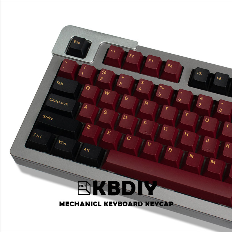 Jual KBDiy GMK Red Samurai PBT Keycaps Cherry Profile Double Shot Black ...