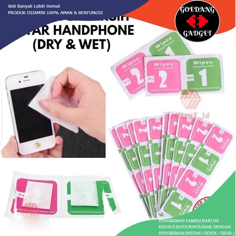 Jual TISU TEMPERED GLASS TISSUE WET & DRY PEMBERSIH LAYAR HP 2 IN 1 ...