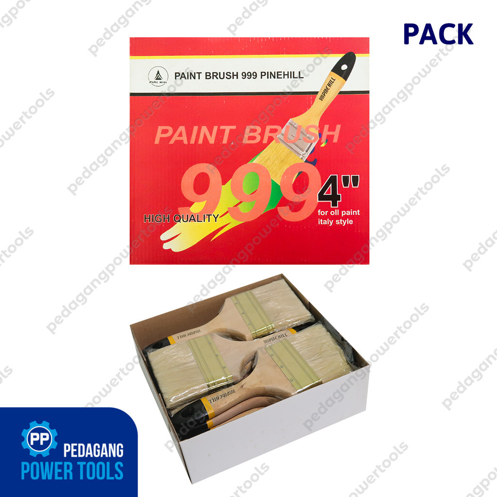 Jual PINEHILL 1 Lusin 12 pcs PH-999 4" Kuas Cat Tembok Gagang Kayu Koas ...
