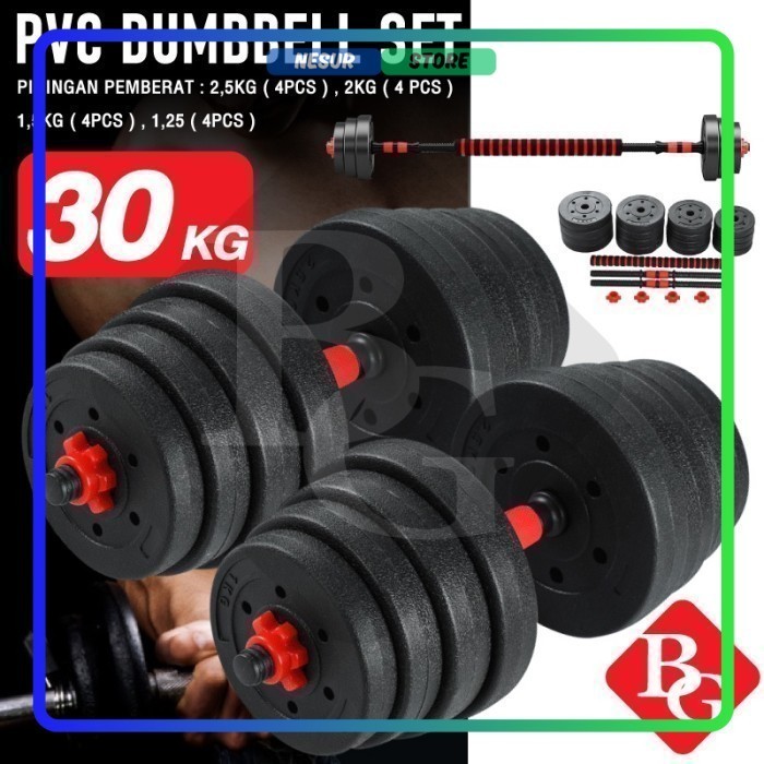 Jual BG SPORT SET DUMBELL PVC / BARBEL PVC SET ALAT ANGKAT BEBAN 30KG - PVC-30KG | Shopee Indonesia