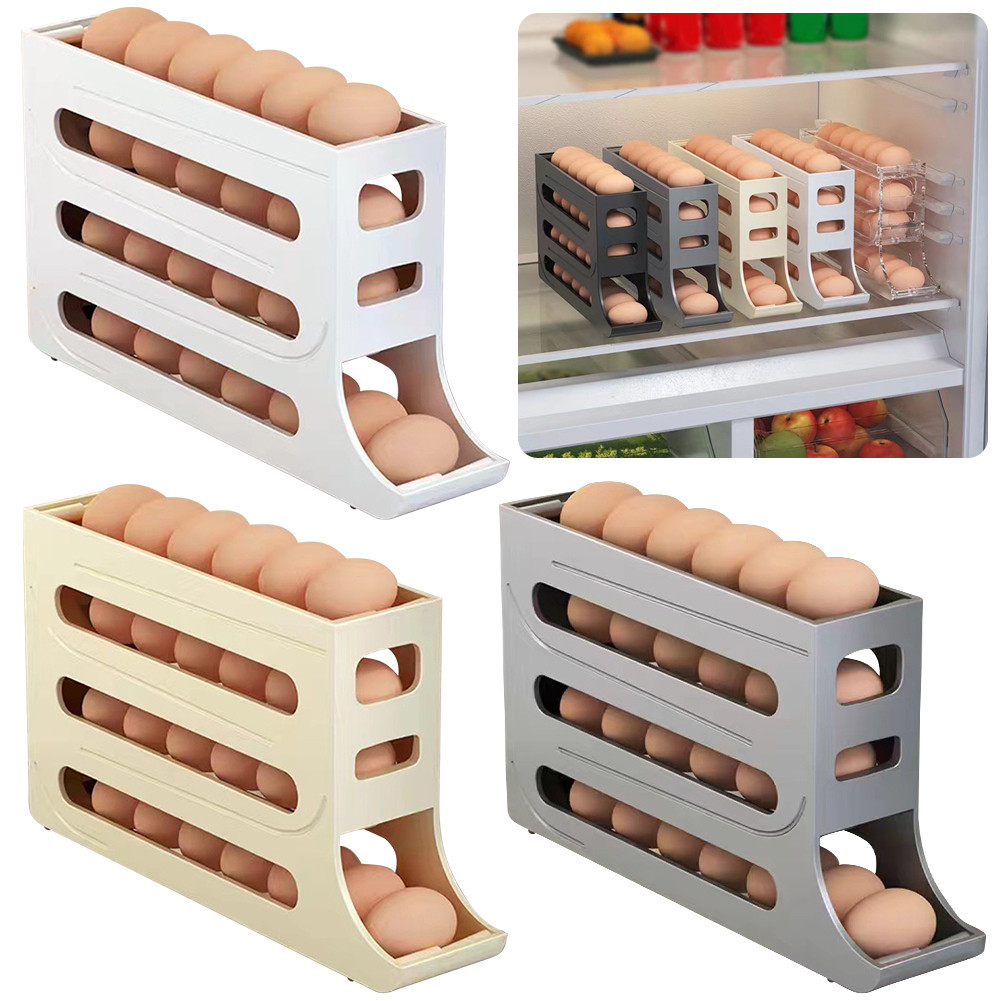 Jual Fridge Egg Dispenser 4 Layer Kitchen Roll Off Egg Storage Rack ...