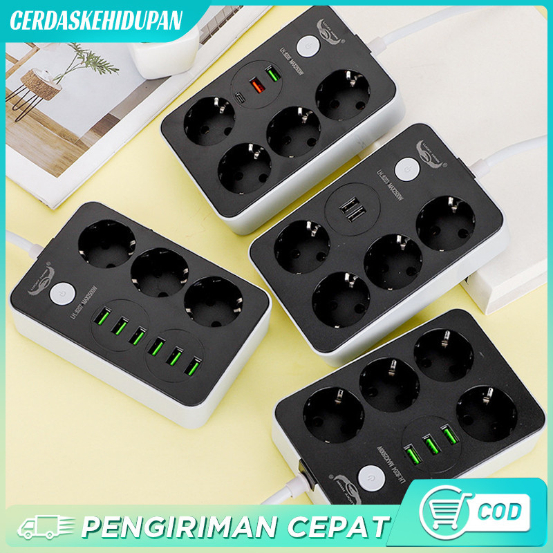 Jual Stop Kontak USB Kabel Serbaguna Multiguna Panjang 2 Meter Original Power Socket 3 Colokan ...