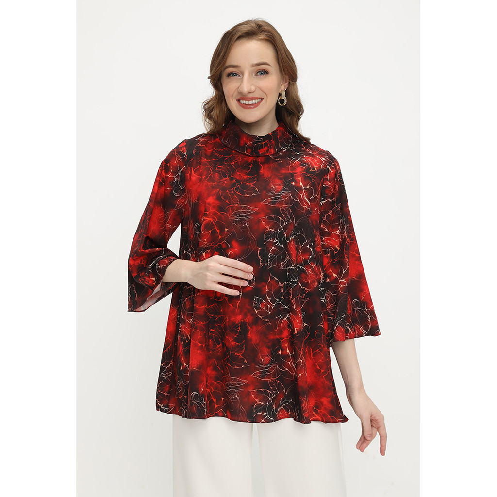 Jual Blus Merah Bunga Floral Dreafery Blouse Red Motif By Brilliant ...