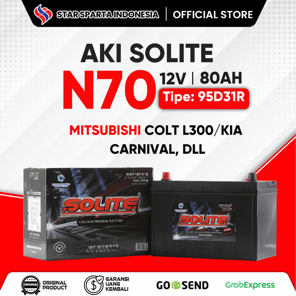 Jual Solite - Aki N70 12V 80Ah untuk Mitsubishi Colt L300 / KIA ...