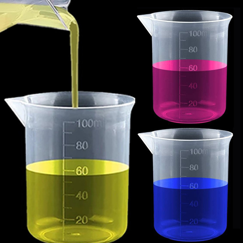 Jual 1/2/3pcs 100ml Test Measuring Cups Plastic Lab Beaker Graduated ...