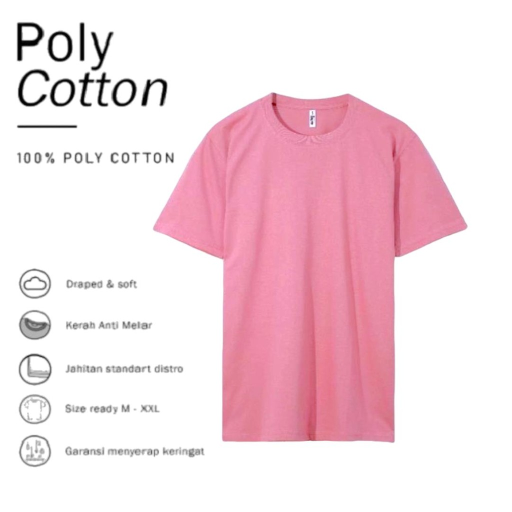 Jual kaos polos cotton lengan pendek pria wanita dewasa pink salem ...