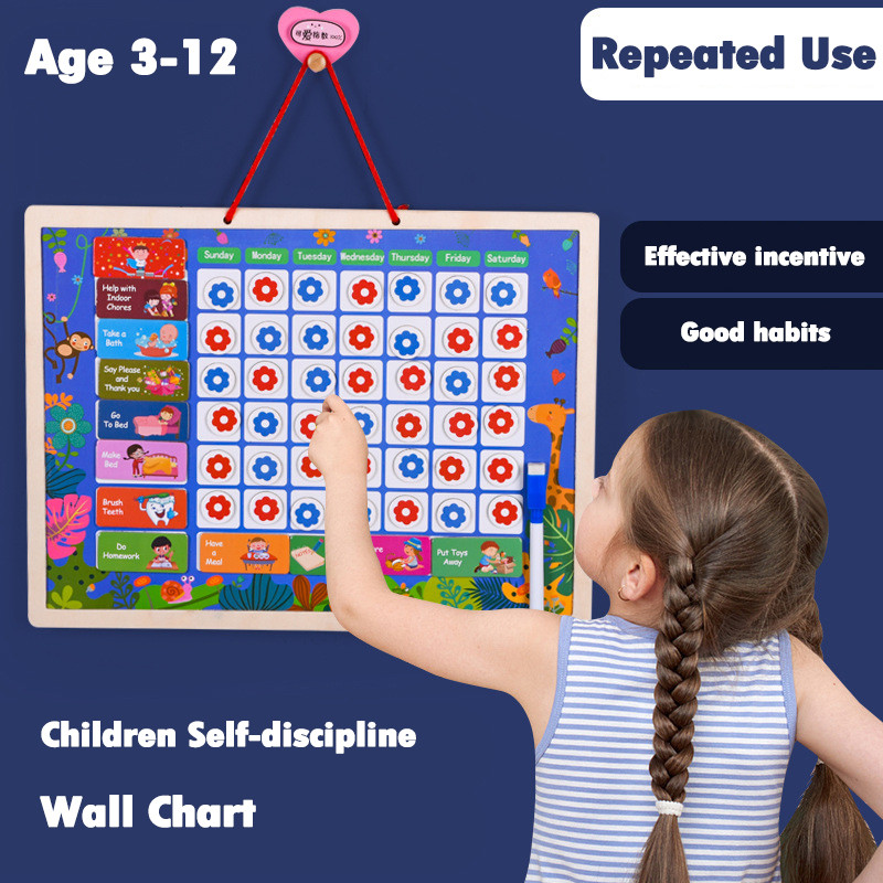 Jual Children Habit Growth Educational Toys Magnetic Habit Tracking ...
