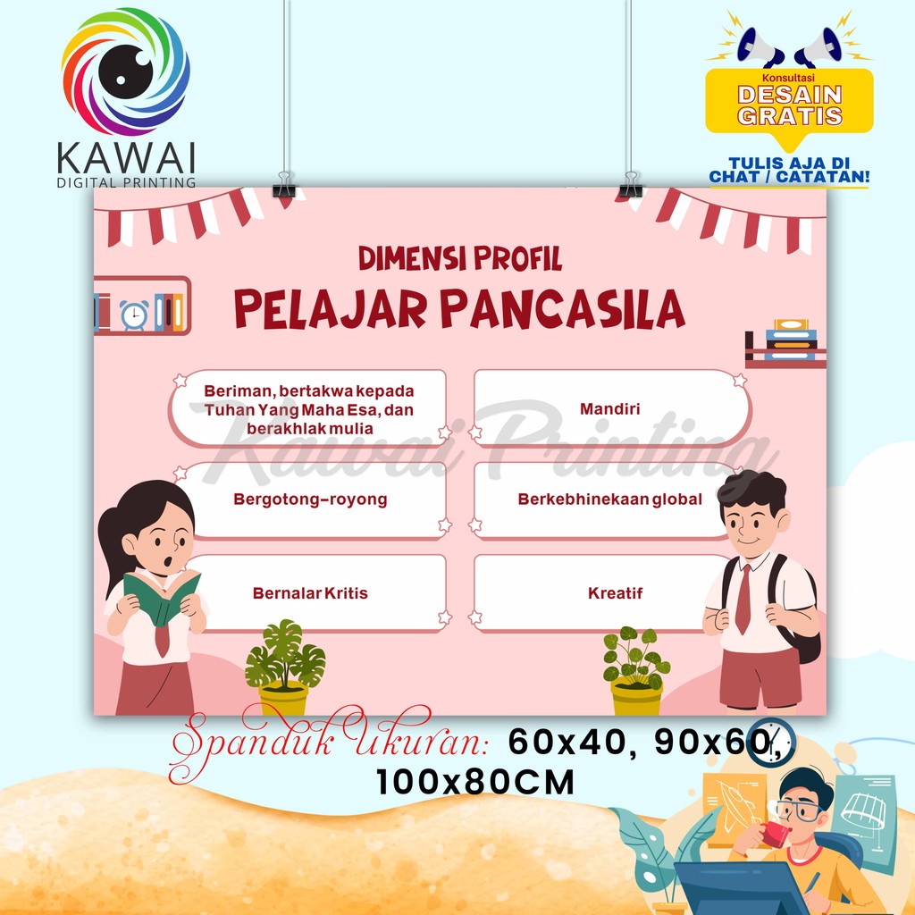 Jual SPANDUK / BANNER Profil Pelajar Pancasila Pink Free Desain ...