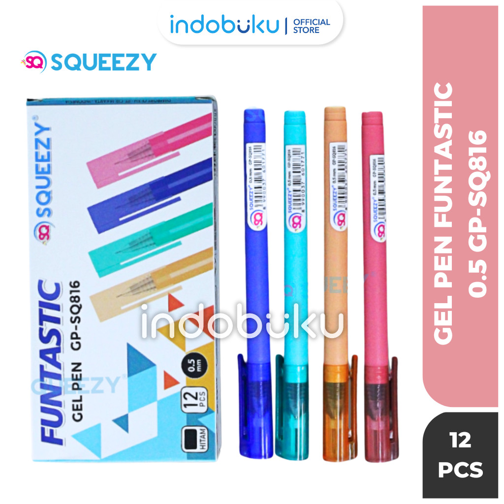 Jual ( 1 Pack 12Pcs ) Squeezy Gel Pen / Pulpen Gel 0.5mm Murah Tinta ...