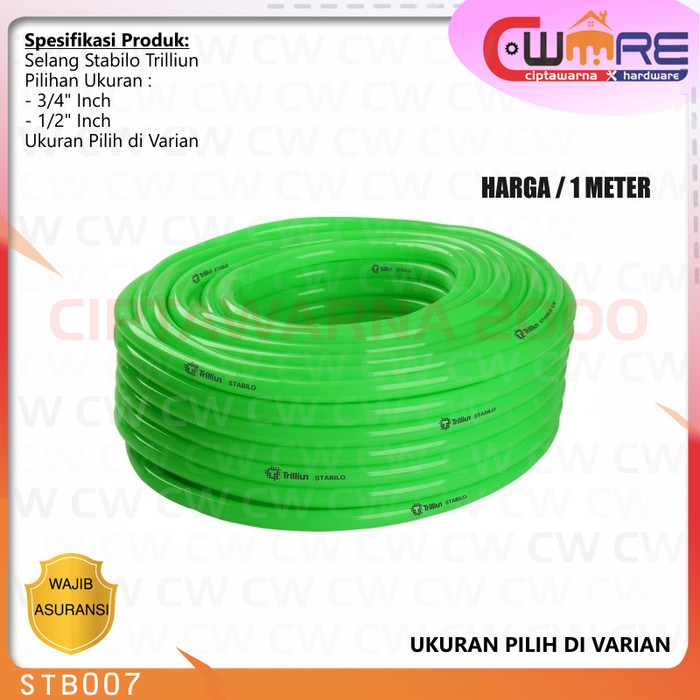 Jual Trilliun Selang Air Taman PVC Plastik Elastis Stabilo 1/2" 3/4" Inch per meter - GLS ...