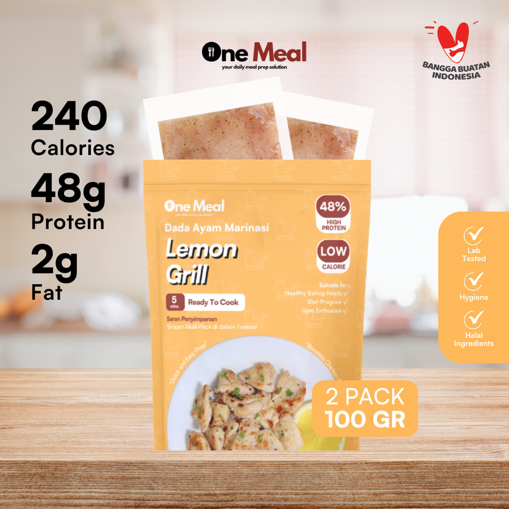 Jual One Meal Lauk Dada Ayam 48g Protein | Lemon Grill | Makanan Sehat ...