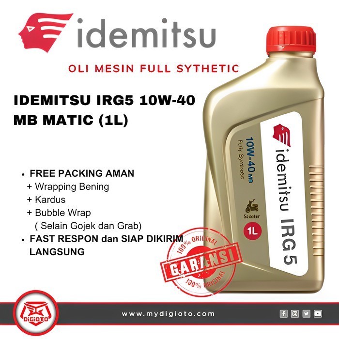 Jual Oli Mesin Motor Idemitsu IRG 5 IRG5 10W40 1L Full Synthetic Oli ...