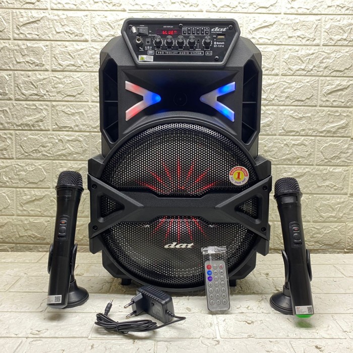 Jual Speaker DAT DT-1216 Trolley Free 2 Mic Wireless 12 Inc | Shopee ...