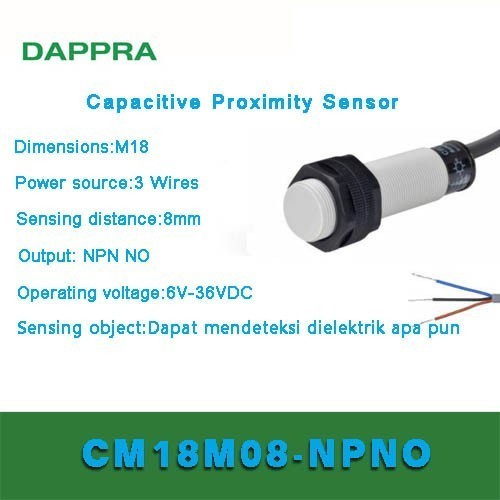 Jual SJP M18 8MM NPN NO DC Capacitive Proximity Sensor Replace CR18-8DN OC63 | Shopee Indonesia