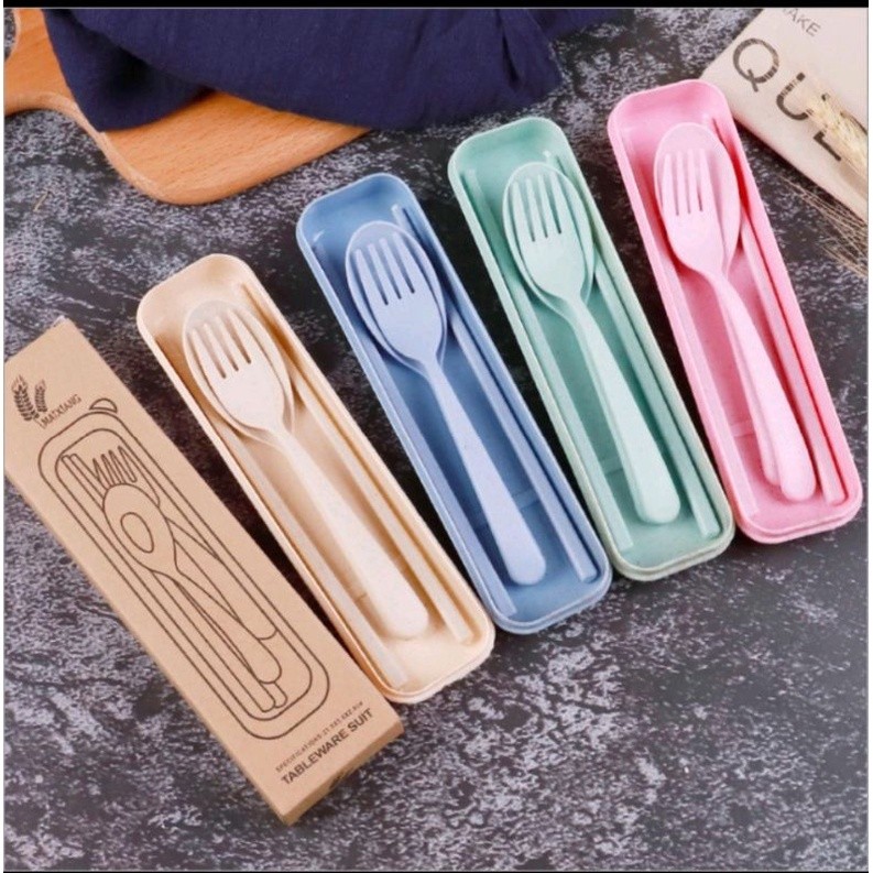 Jual eOnePro SET SENDOK MAKAN GARPU SUMPIT DAN BOX JERAMI | Shopee ...