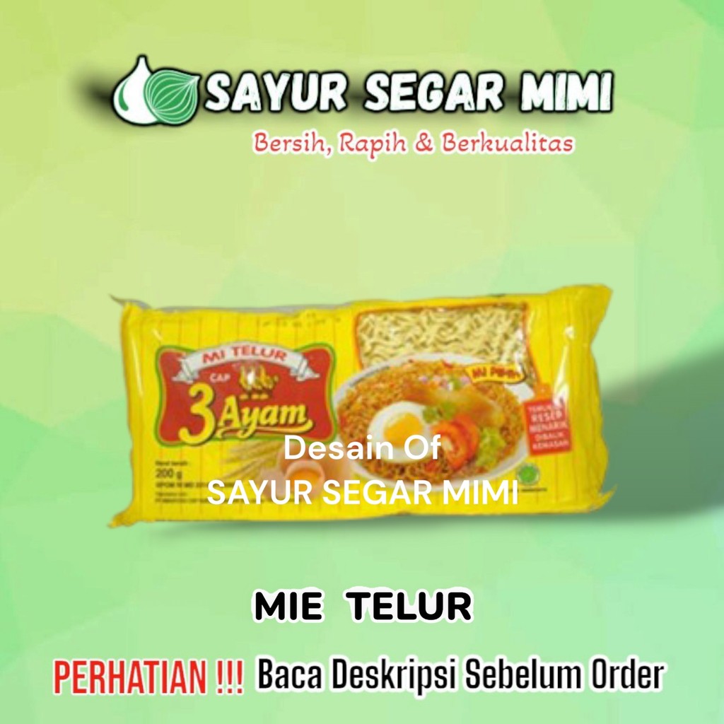 Jual Mie Telur Cap 3 Ayam 200 gr - Sayur Segar Mimi | Shopee Indonesia