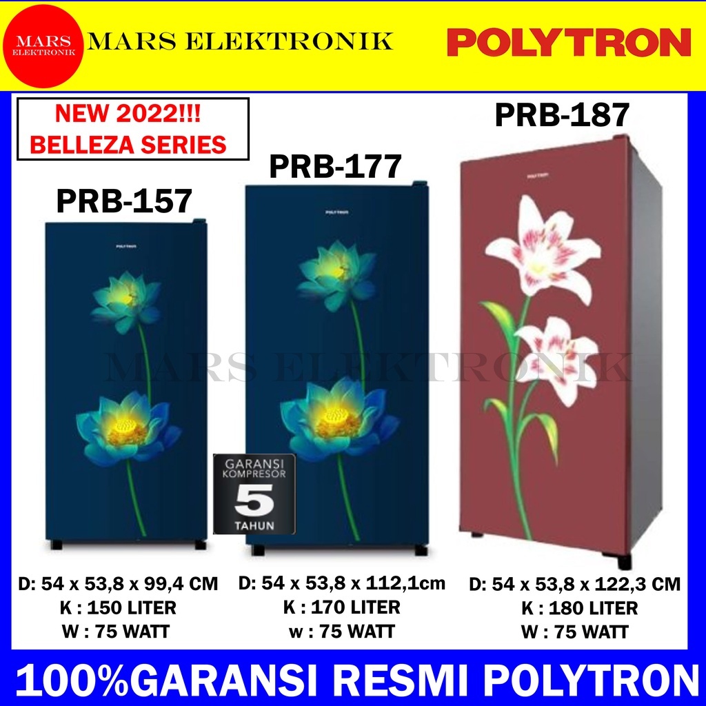 Jual KULKAS POLYTRON PRB 157 / PRB 177 / PRB 187 / NEW 2022 / 150L ...