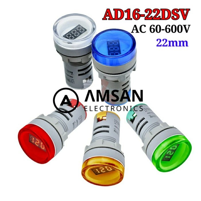 Jual Pilot lamp Digital Voltmeter AD16 22DSV lampu pilot Volt Meter AC ...