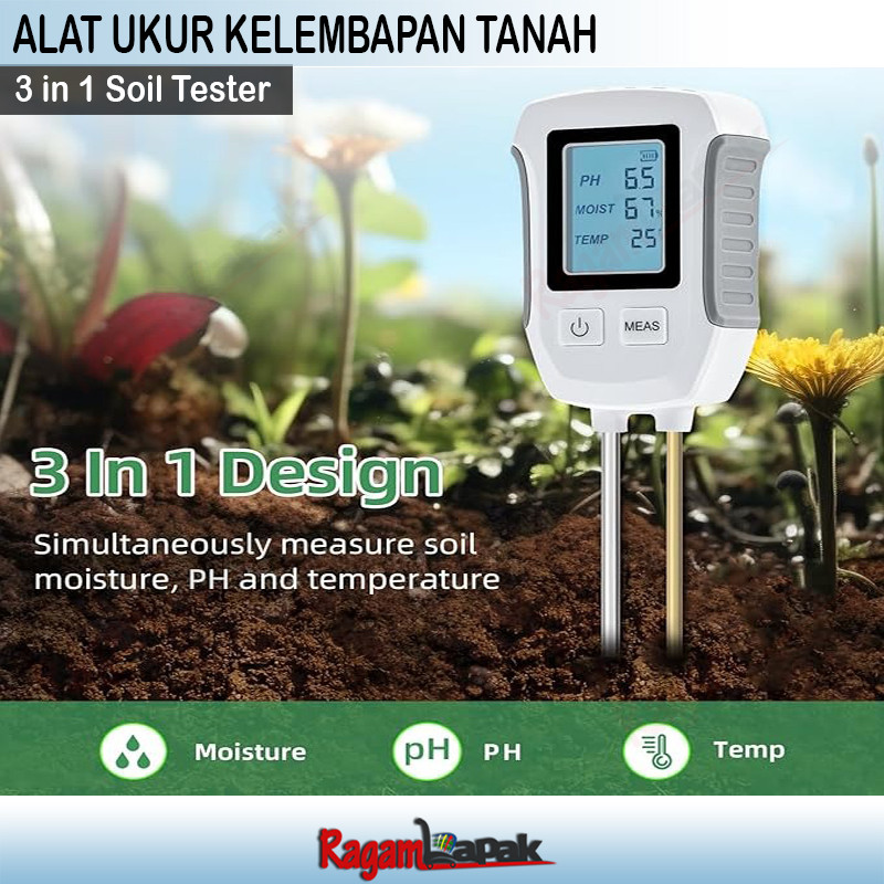 Jual Alat Pengukur Tanah Digital 3in1 Soil Tester PH - Humidity - Temp ...