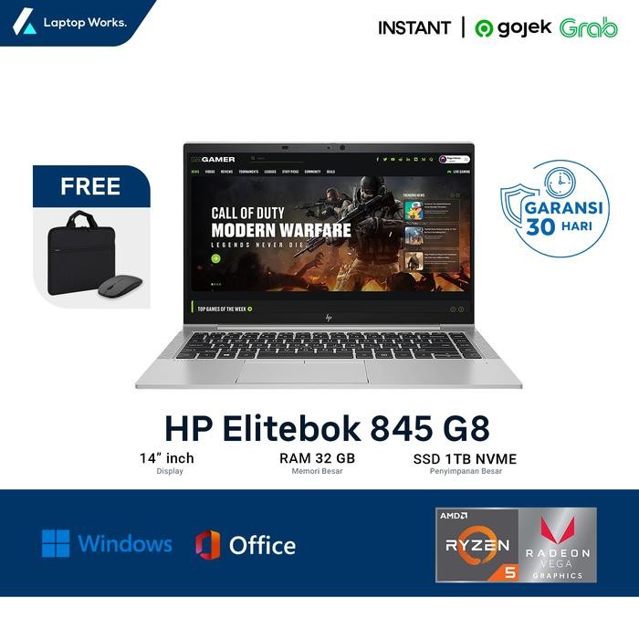 Jual Laptop HP Elitebook 845 G8 AMD Ryzen 5 Pro Ram 32 GB SSD 1 TB NVME | Gaming | Bonus Tas ...