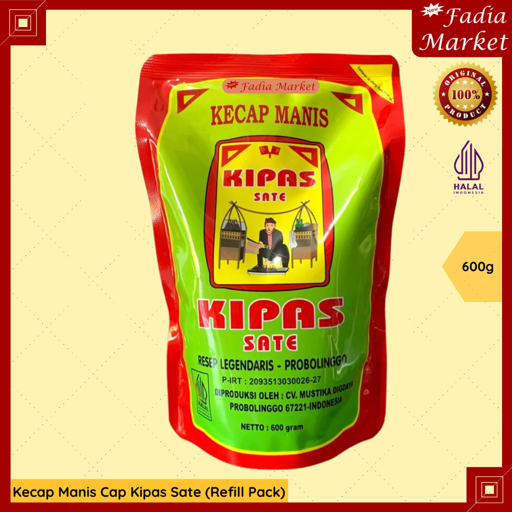 Jual Kecap Manis Cap Kipas Sate 600ml Refill Pack | Shopee Indonesia