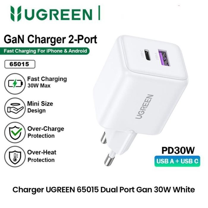 Jual Ugreen N SERIES Charger Kepala Adaptor DUAL PORT (USB C+A) GAN 30W ...