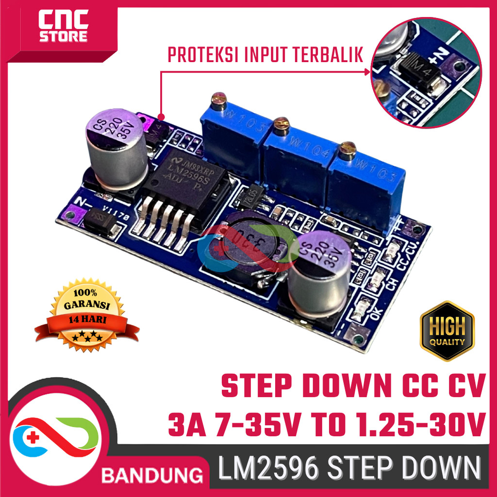 Jual LM2596 Step Down CC CV 3A – Modul Power Supply 7–35V to 1.25–30V LED Driver & Charger ...