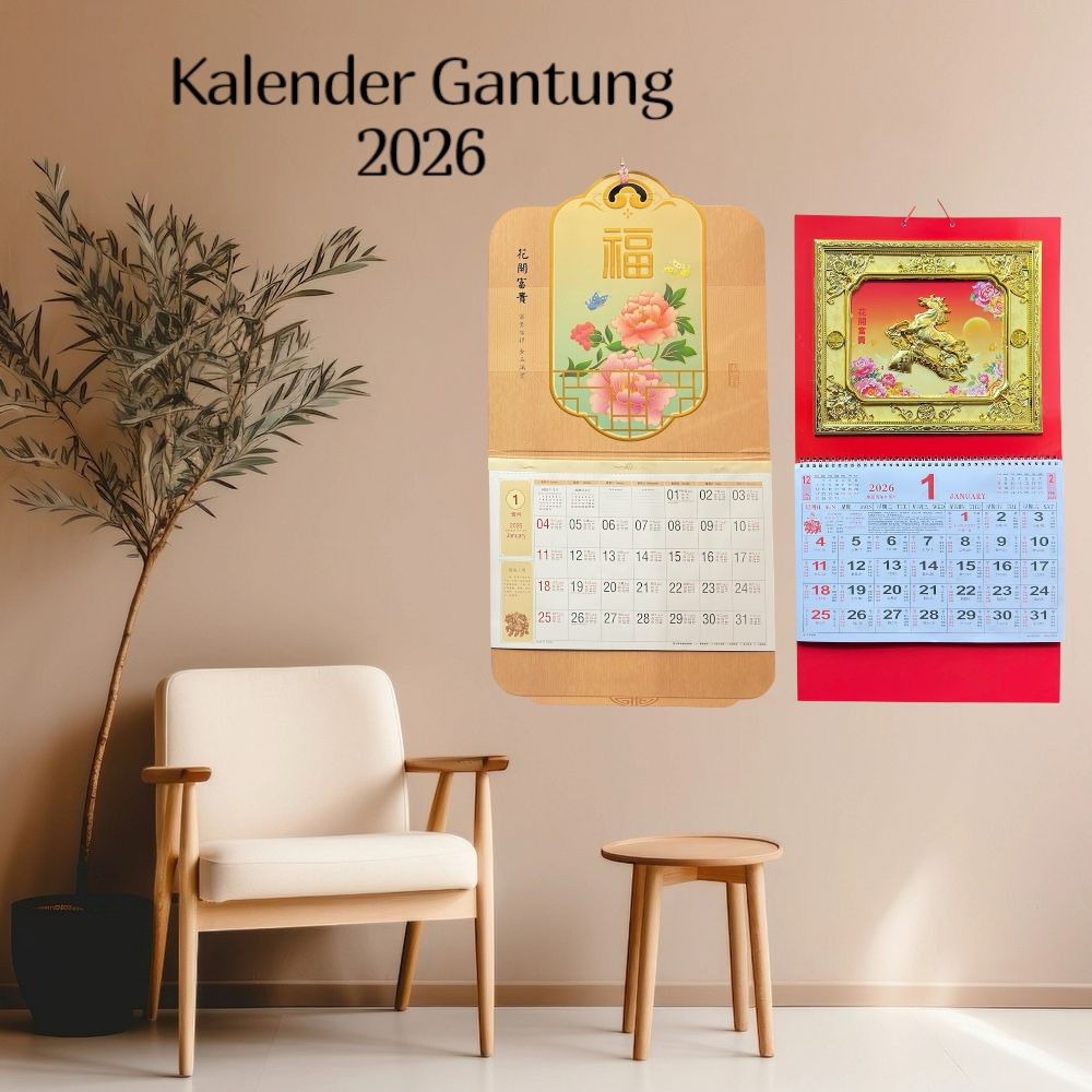 Jual Kalender Bulanan Cina 2026 / Kalender Gantung Dinding Tahun Shio ...