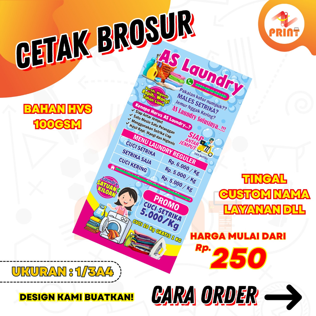 Jual CETAK BROSUR LAUNDRY UKURAN 1/3A4 TINGGAL CUSTOM | Shopee Indonesia