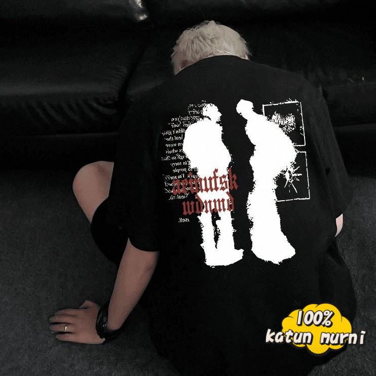Jual Kaos T - shirt Pendek Keren Teks Gelap & Siluet, Motif “wdnmd” & Siluet Orang, Desain ...