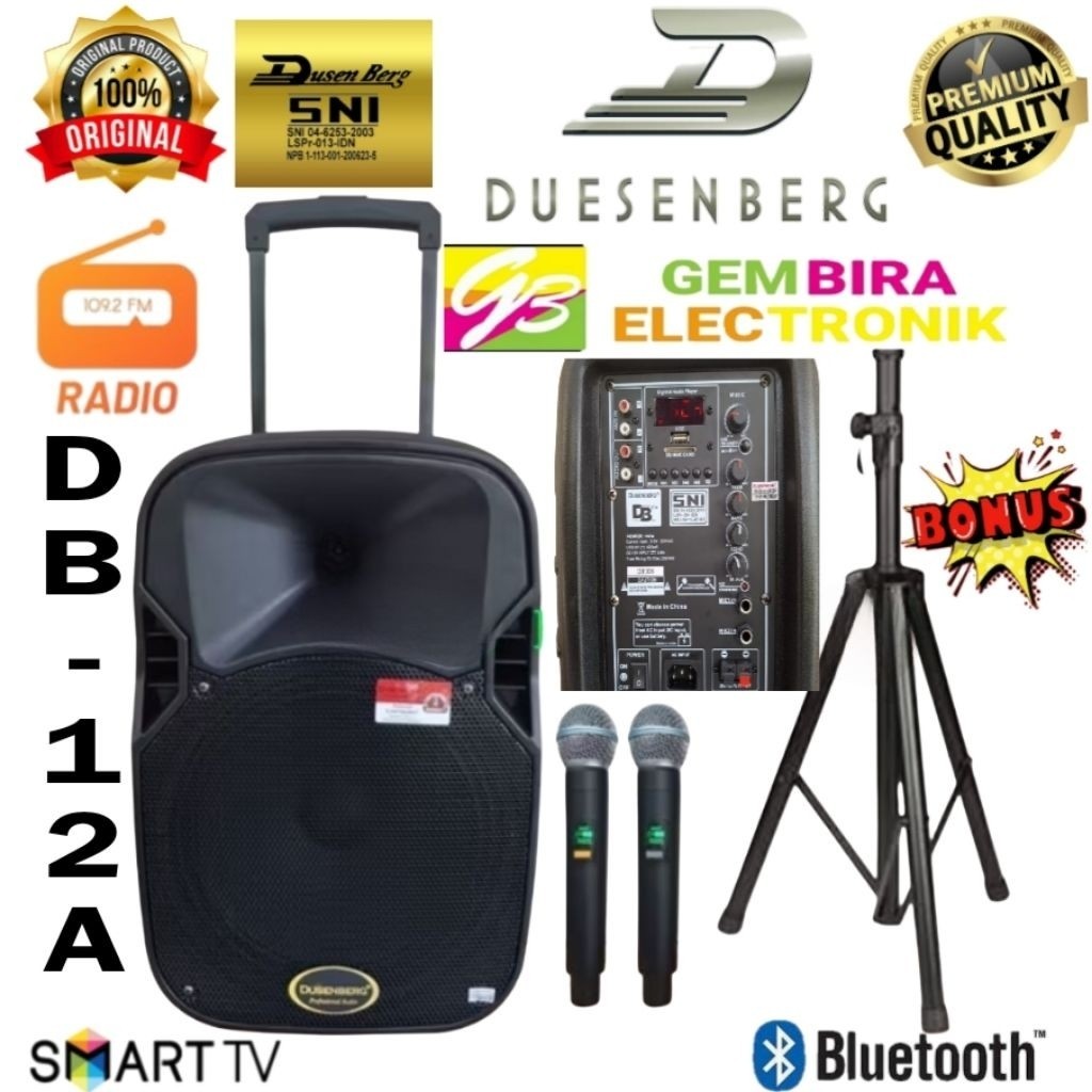 Jual Speaker Aktif Portable Dusenberg DB12A Original TWS Bluetooth Fm ...