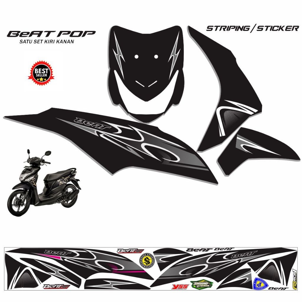 Jual STIKER BEAT POP VARIASI / STRIPING KEREN BEAT POP FI / COD ...