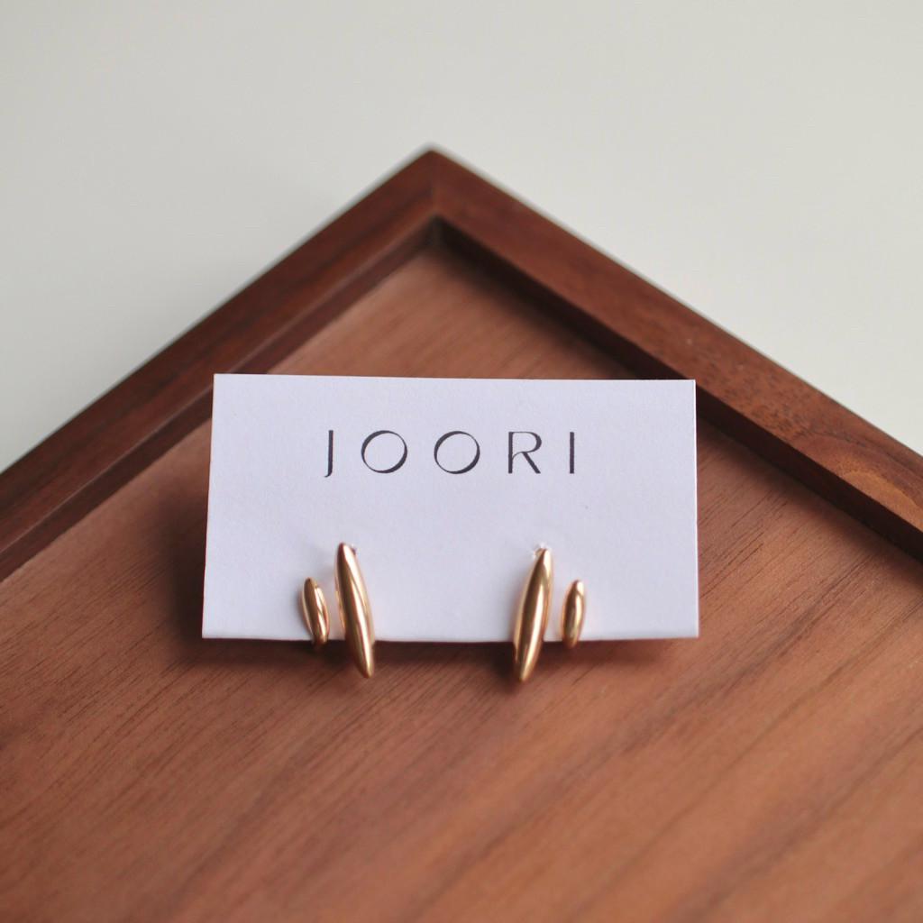 Jual JOORI - Anting Stud Wanita Double Paved 925 Silver with Gold ...