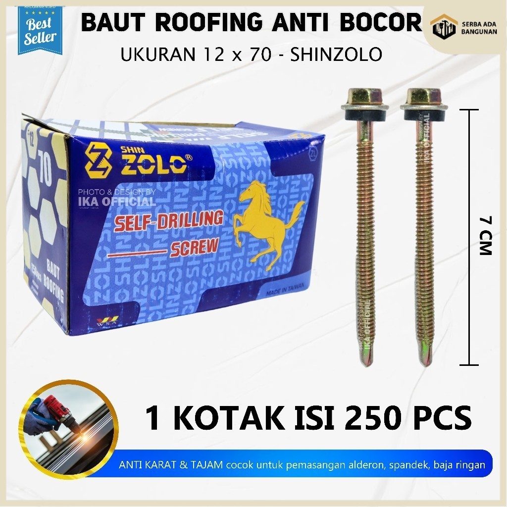 Jual SAB BAUT ROOFING ZOLO 12 x 70 / Baut Rofing ( 7 cm ) / Baut Atap ...