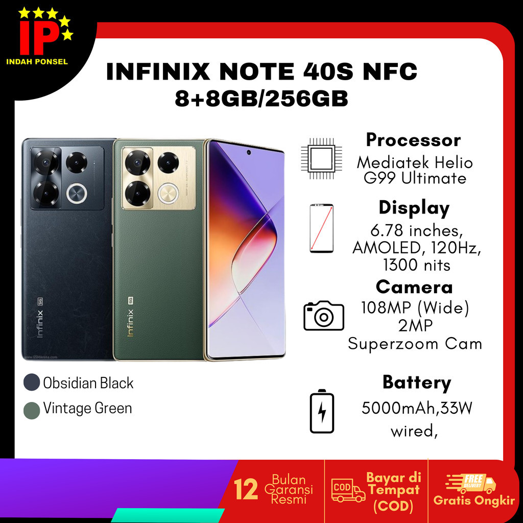Jual INFINIX NOTE 40s RAM 8GB/256GB GARANSI RESMI | Shopee Indonesia