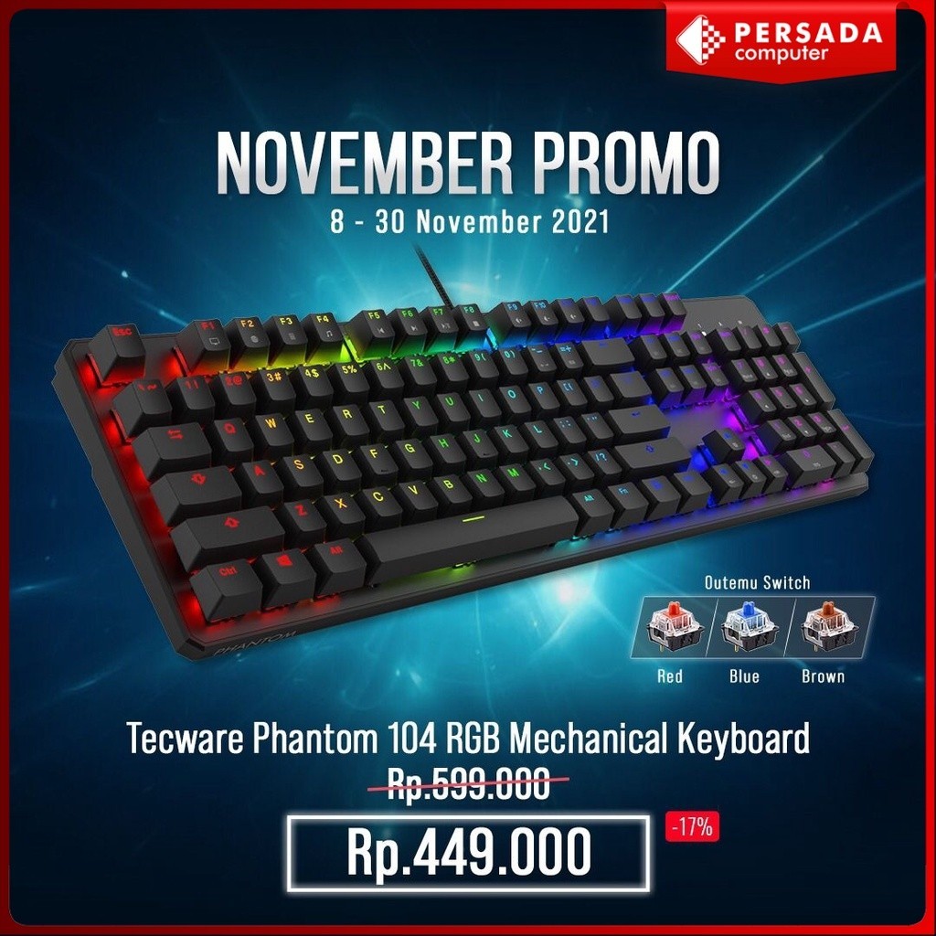 Jual Tecware Phantom 104 Keys - Backlit Mechanical Full Size Keyboard ...