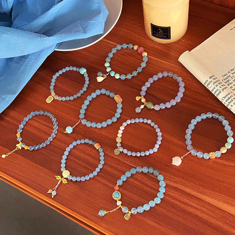 Jual Seri biru menyegarkan gaya peri Mori manis desain gelang batu alam ...