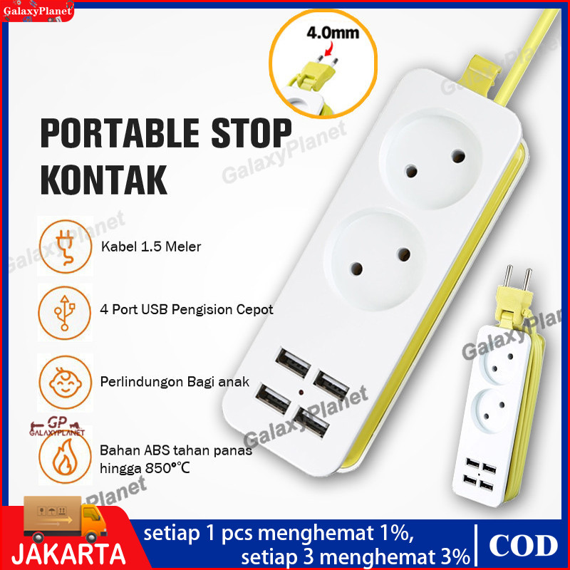 Jual Stop Kontak Traveling 2 Lubang Saklar + 4 Port USB – Colokan Listrik Pengisi Daya Ponsel ...