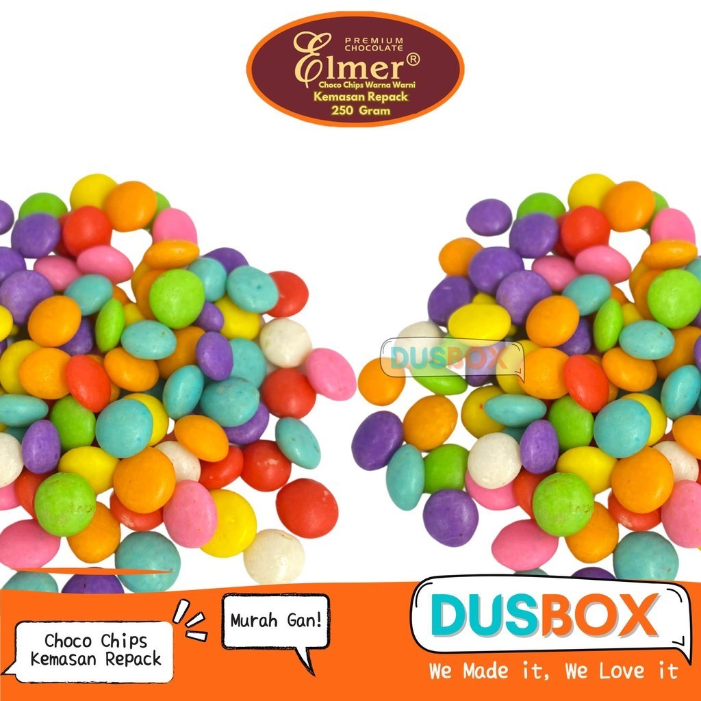 Jual Choco Chips Elmer Warna Warni 250g / Choco Chip Repack Warna Warni ...
