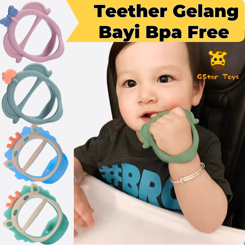 Jual Gstar Mainan Gigitan Teether Bayi Bahan Silikon Teether Gelang ...