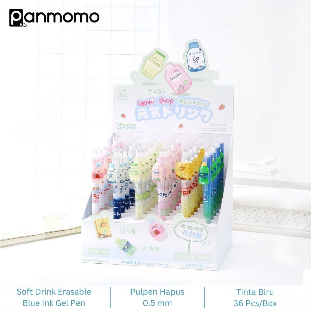 Jual Pen Hapus Tinta Hitam - Soft Drink Erasable Black Ink Gel Pen ...