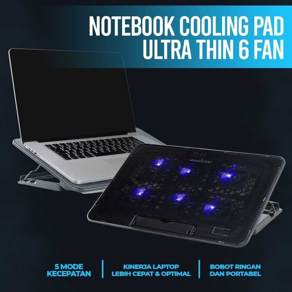 Jual Cooling Pad Laptop Notebook Ultra Thin Cooler 6 Fan Kipas ...