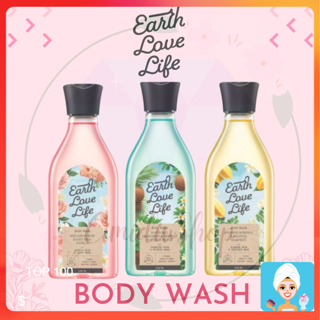Jual [ML] BODY WASH EARTH LOVE LIFE SABUN MANDI CAIR 250ML DAN 450ML ...